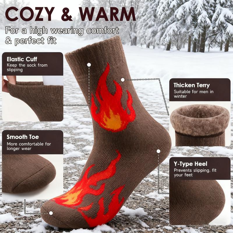 3/10 Pack Men's Warm Snow Socks - Thickened Fleece Boot Socks Soft ...
