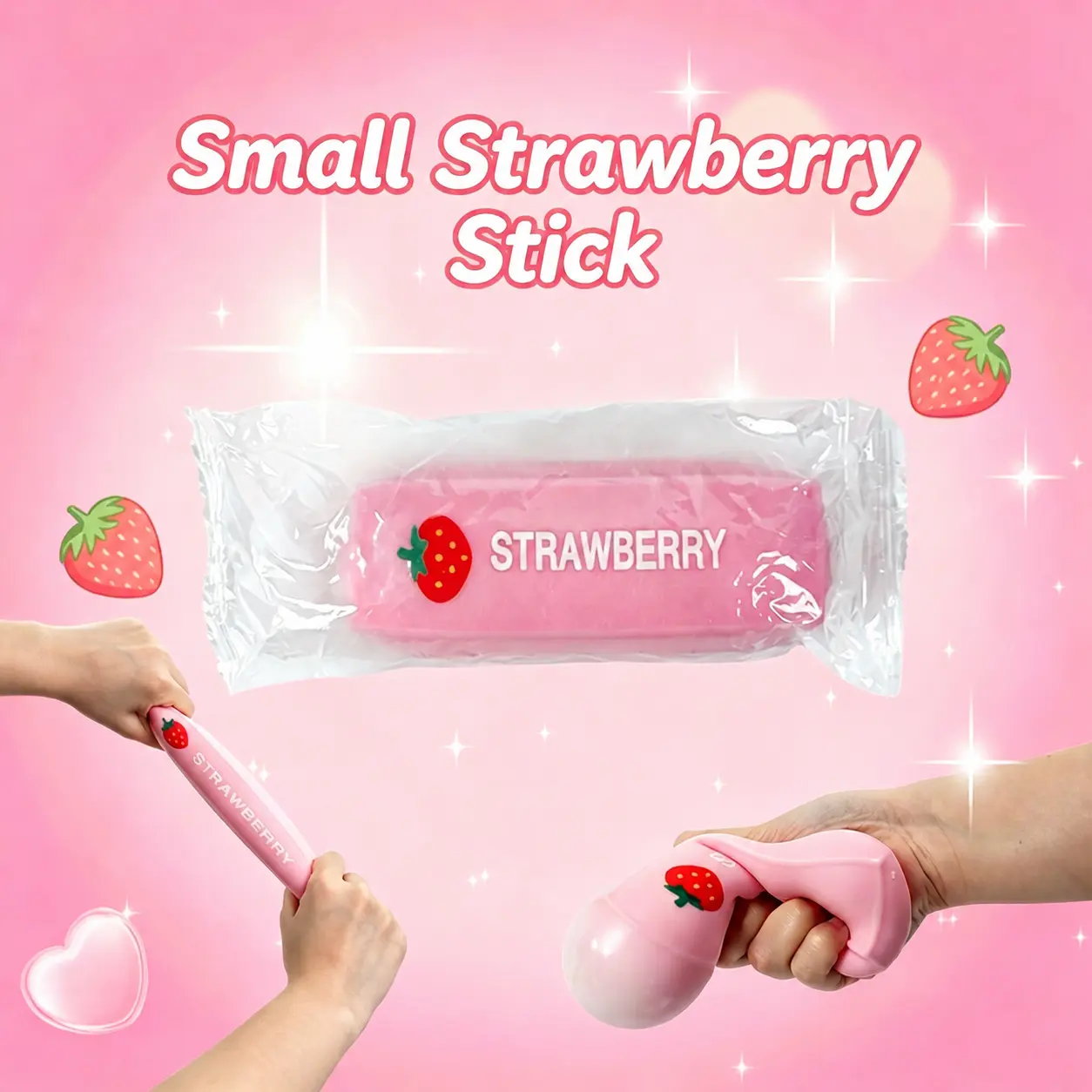 New Ultra-Soft Slow-Rebound Pink Strawberry Stick Stress Relief Squeeze ...