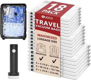 SUOCO Travel Vacuum Seal Bags 18 Pack with Rechargeable Electric Pump ...