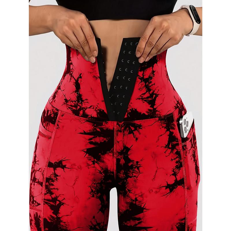 Women'S Tie-Dye Print High-Waisted Tummy Control Pants with Front ...