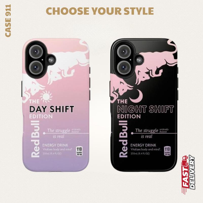 Red Bull Energy Drink Phone Case, Funny Day Shift & Night Shift Edition Cover, Cute Aesthetic ...