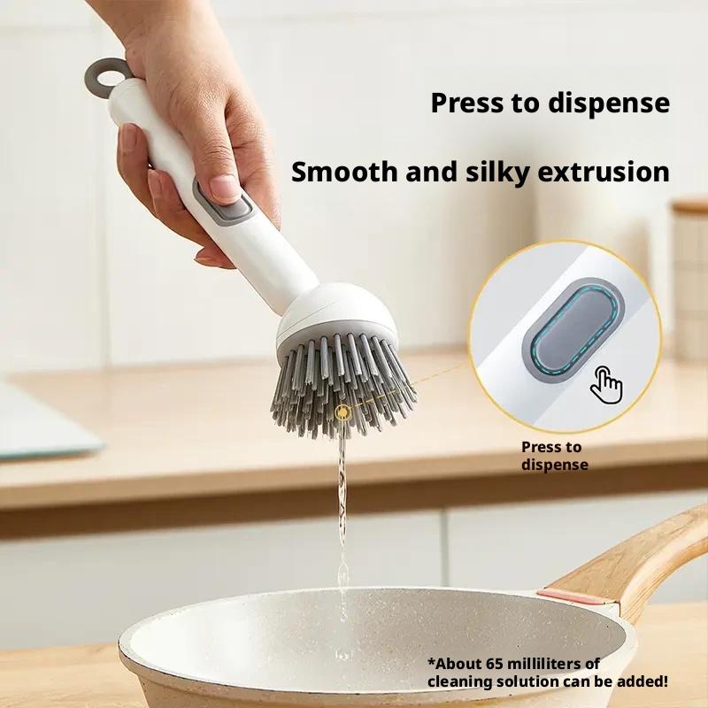 Long Handle Liquid Adding Rotating Pot Brush Household Kitchen Non ...