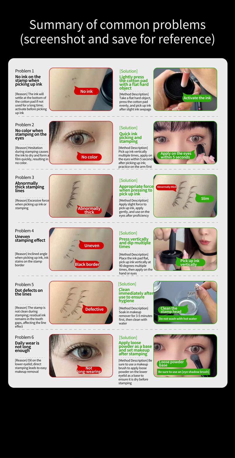 Lower Eyelash Stamp 11-Piece Makeup Set – Glue-Free Long-Lasting Smudge ...