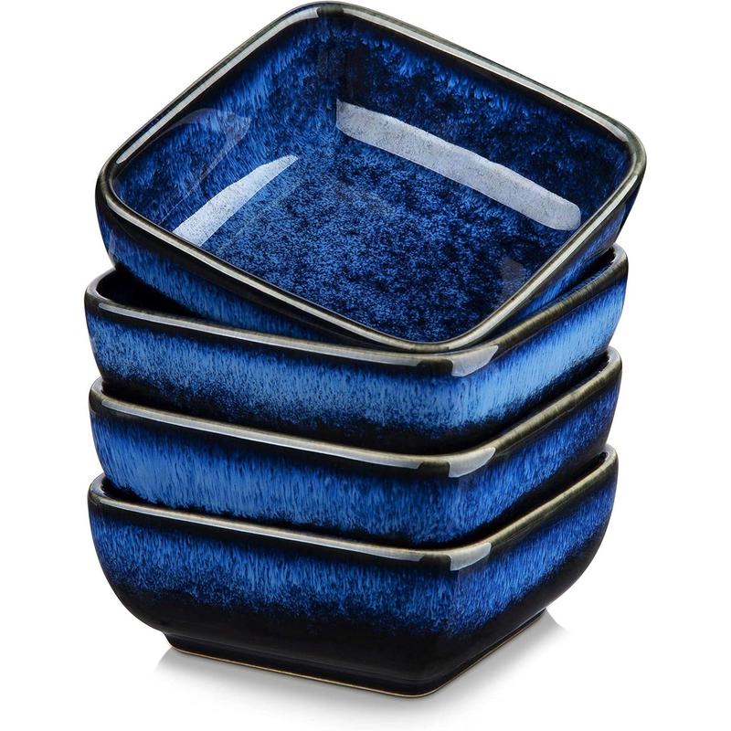 Stern 6 Oz Dipping Bowls, 3.7 Inches Ceramic Soy Sauce Dish, Square ...