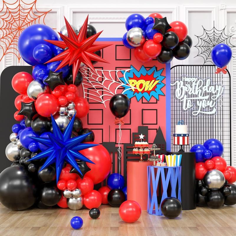 [New] 111 Pieces Spider Balloon Arch Set Boys Children Spider-Man Theme ...