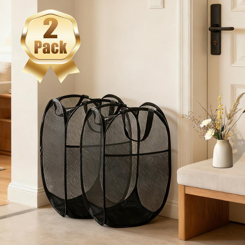 2 Pack Handy Laundry Collapsible Mesh Pop Up Hamper with Wide Opening ...