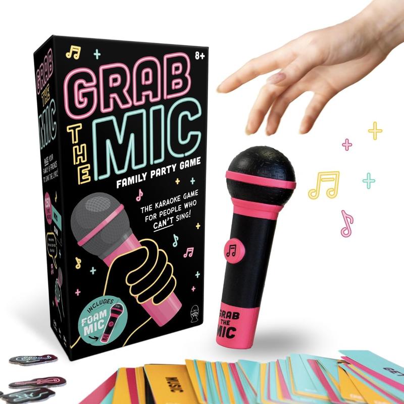 Grab The Mic - Karaoke-Style Game with Foam Microphone, 125 Word Cards ...
