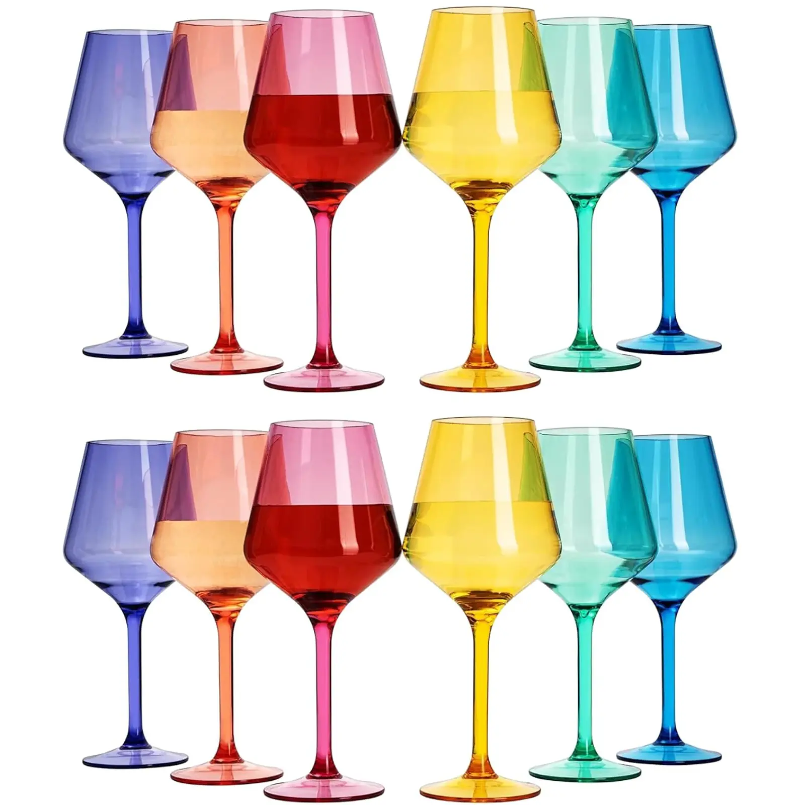European Style Plastic Crystal Unbreakable Stemmed Wine Glasses | Set ...
