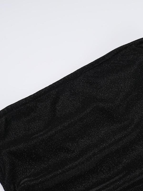 Women's Glitter Backless Split Thigh Tube Dress, Elegant Strapless ...