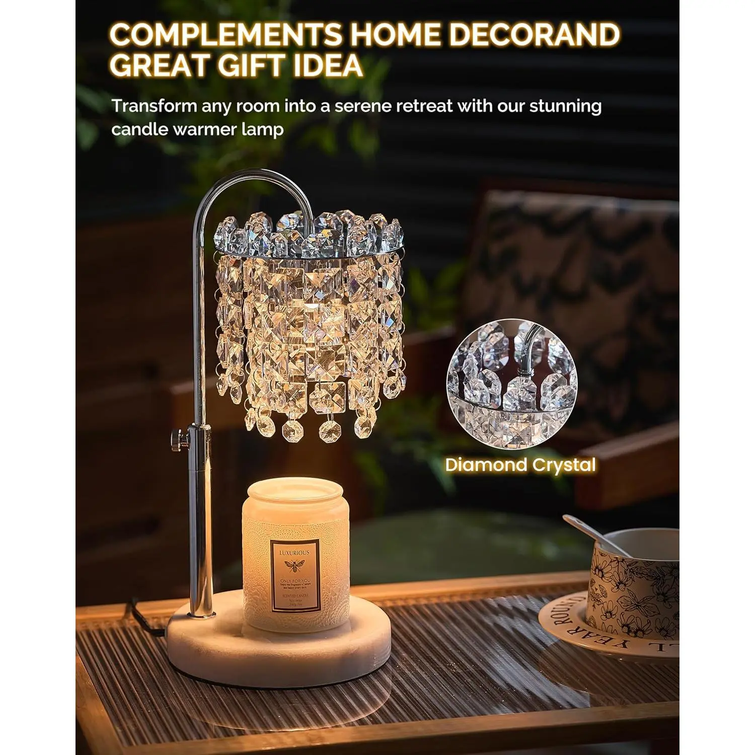 Candle Warmer Lamp with Timer Dimmer Adjustable Height Candle Warmer ...
