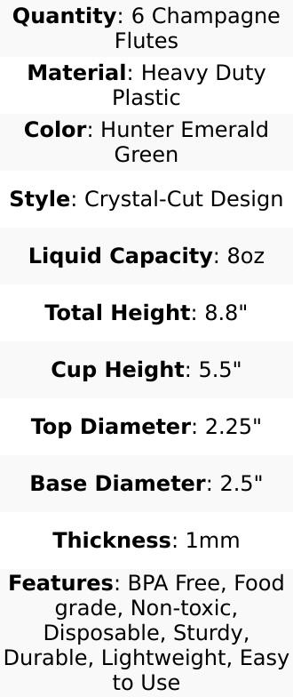 6-Pack Transparent Plastic Champagne Glasses 8oz, Crystal Cut Style ...