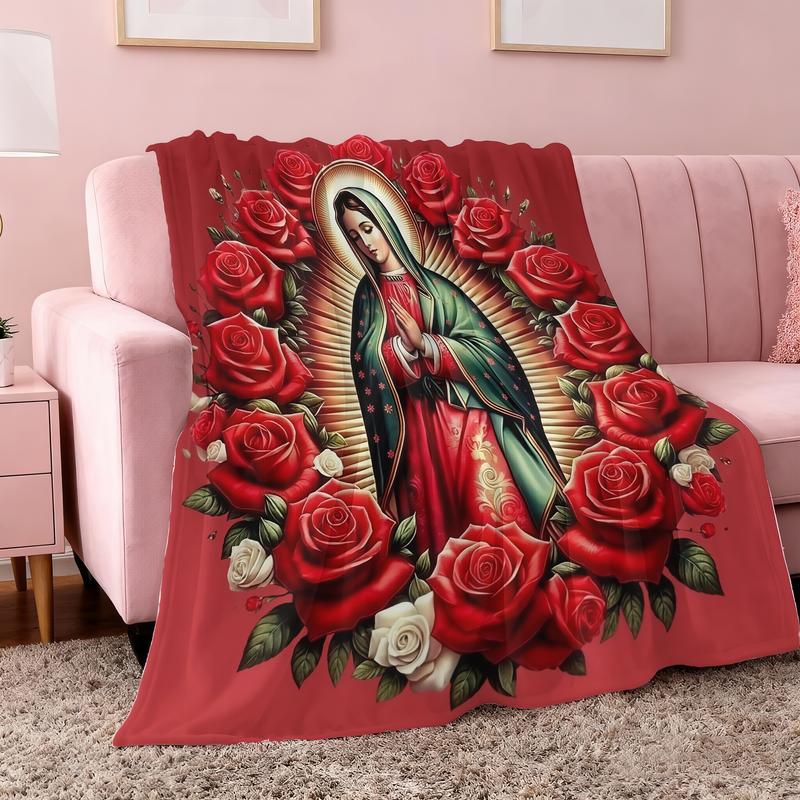 2D! 2D! Not 3D Blanket Soft Throw Virgin Mary And Rose Flannel Blanket ...