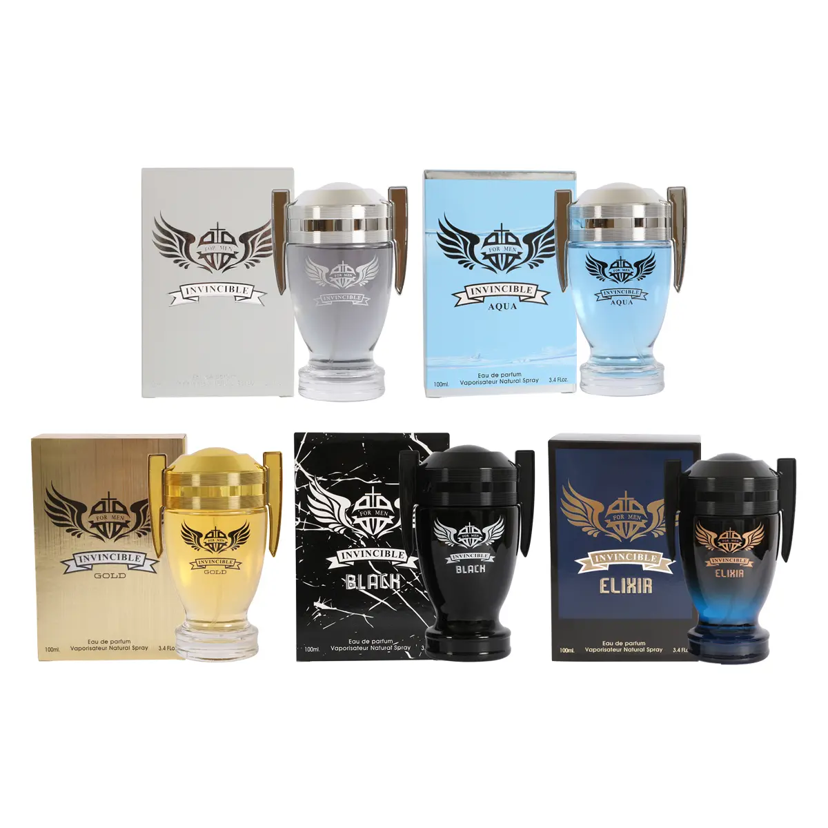 Bundle of 5 Invincible Men's Spray Cologne-Invincible, Aqua, Gold ...