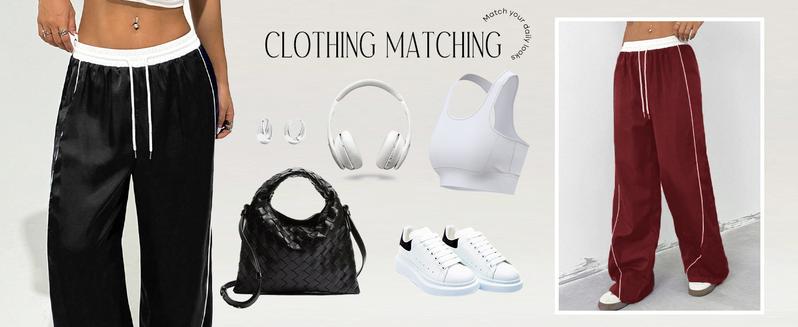 Tanming Women's Wide Leg Track Pants Baggy Y2K Parachute Pants Slouchy ...