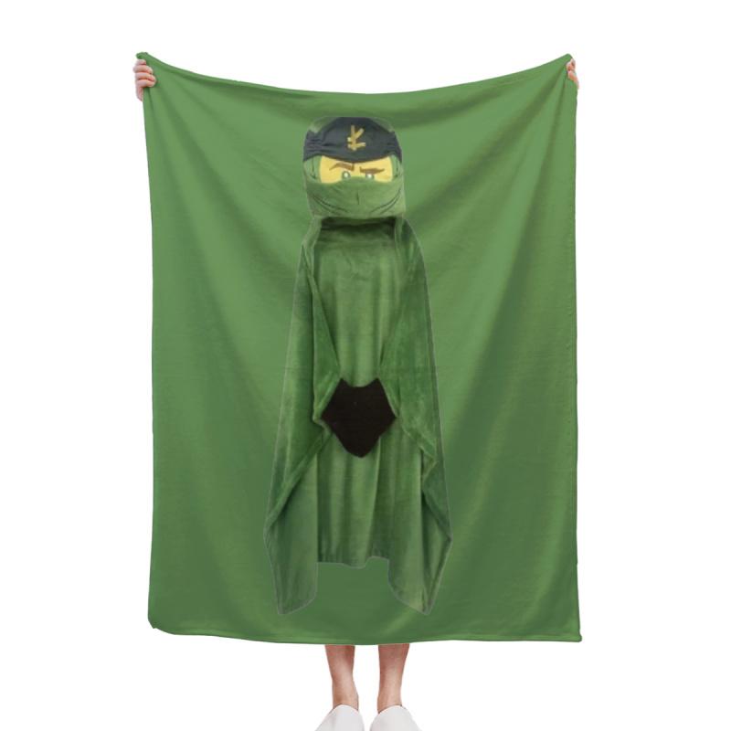 Ninjago Hooded Throw Blanket Comfy Big Head Hand Mitts Wrap - TikTok ...
