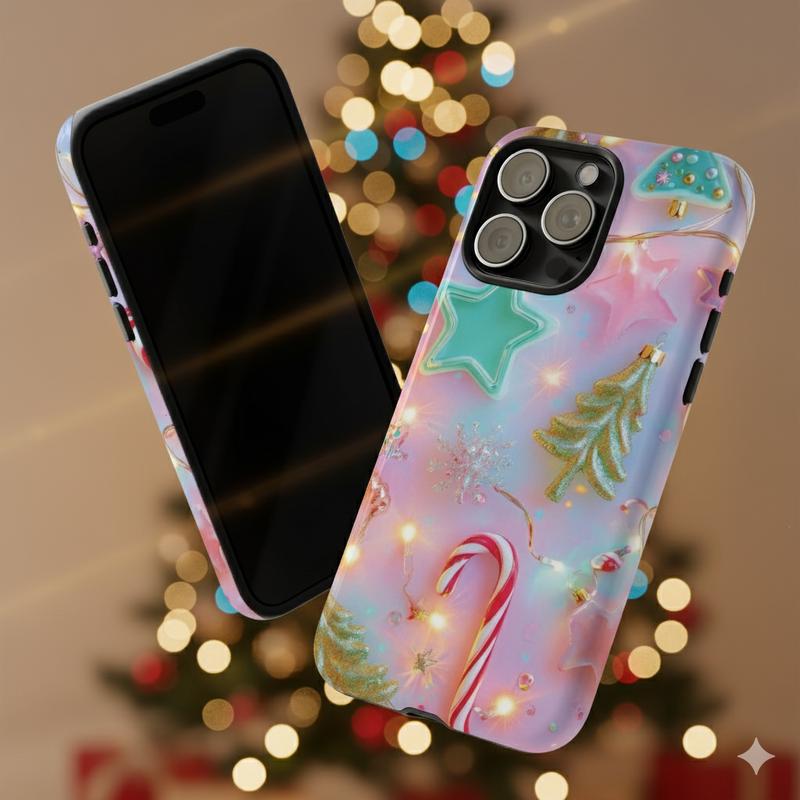 Pink & Gold Glitter Christmas Phone Case - Winter Snowflake Cover for ...