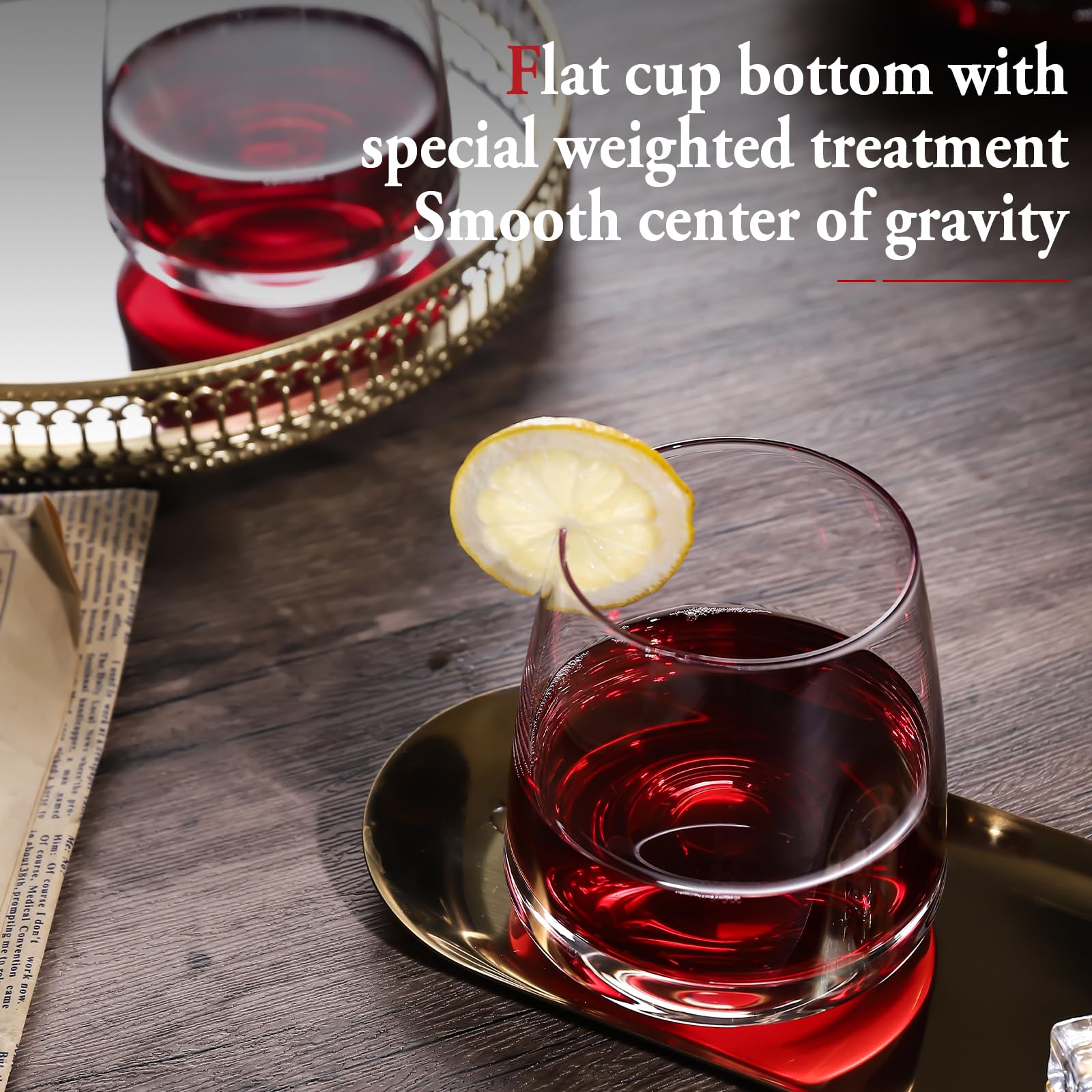 Stemless Wine Glasses Set of 6-14.5oz Hand Blown Heavy Red White Wine ...