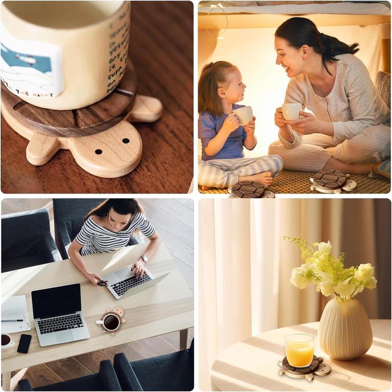 【2026】Adorable Turtle Wooden Coaster | Premium Heat-Resistant Drink ...