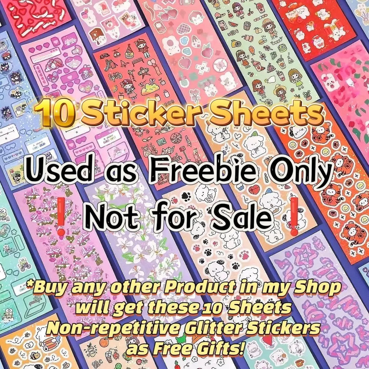 10 Sheets Non-duplicate Shiny Stickers as Your Freebie, Cute Kitty ...