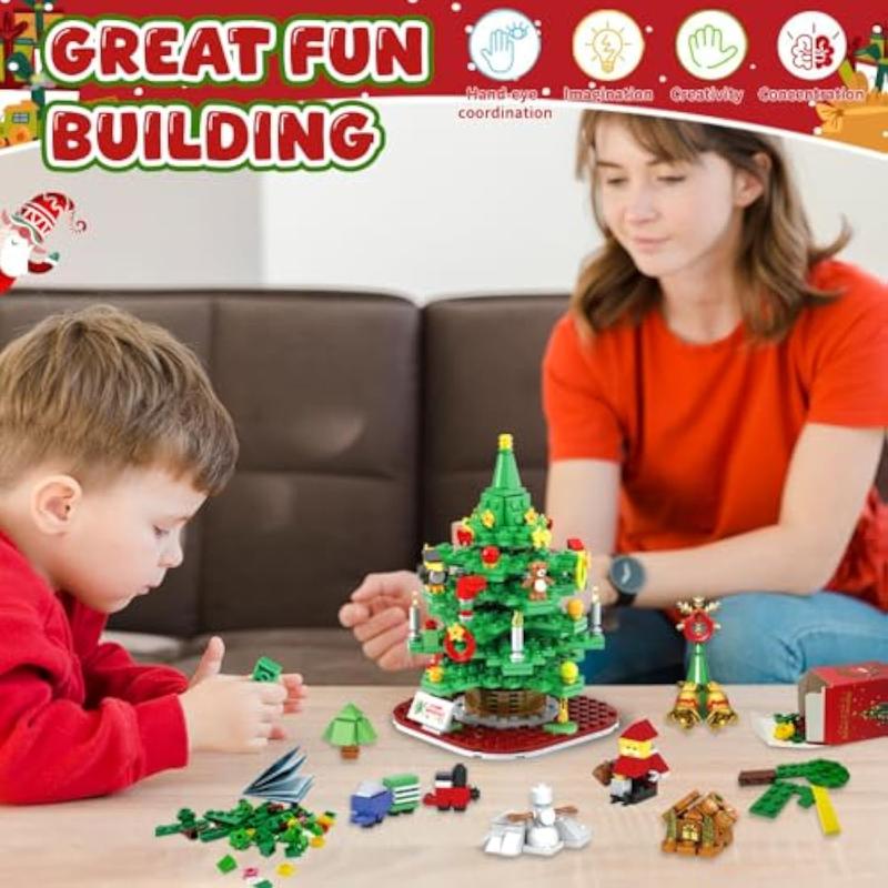 Advent Calendar 2025 Christmas Tree Building Toy Set with LED light ...