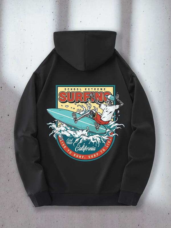 Men's Retro California Surf Hoodie with Surf Club Logo Malibu 1980s ...