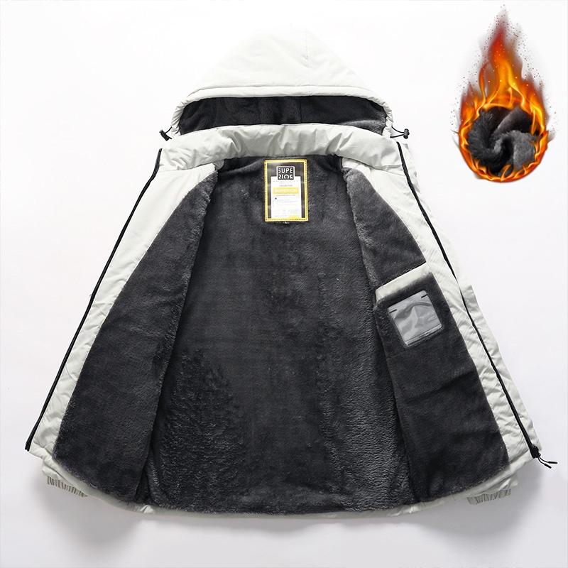 Men's Winter Fleece Lined Thick Cotton Jacket Windproof Water Resistant ...