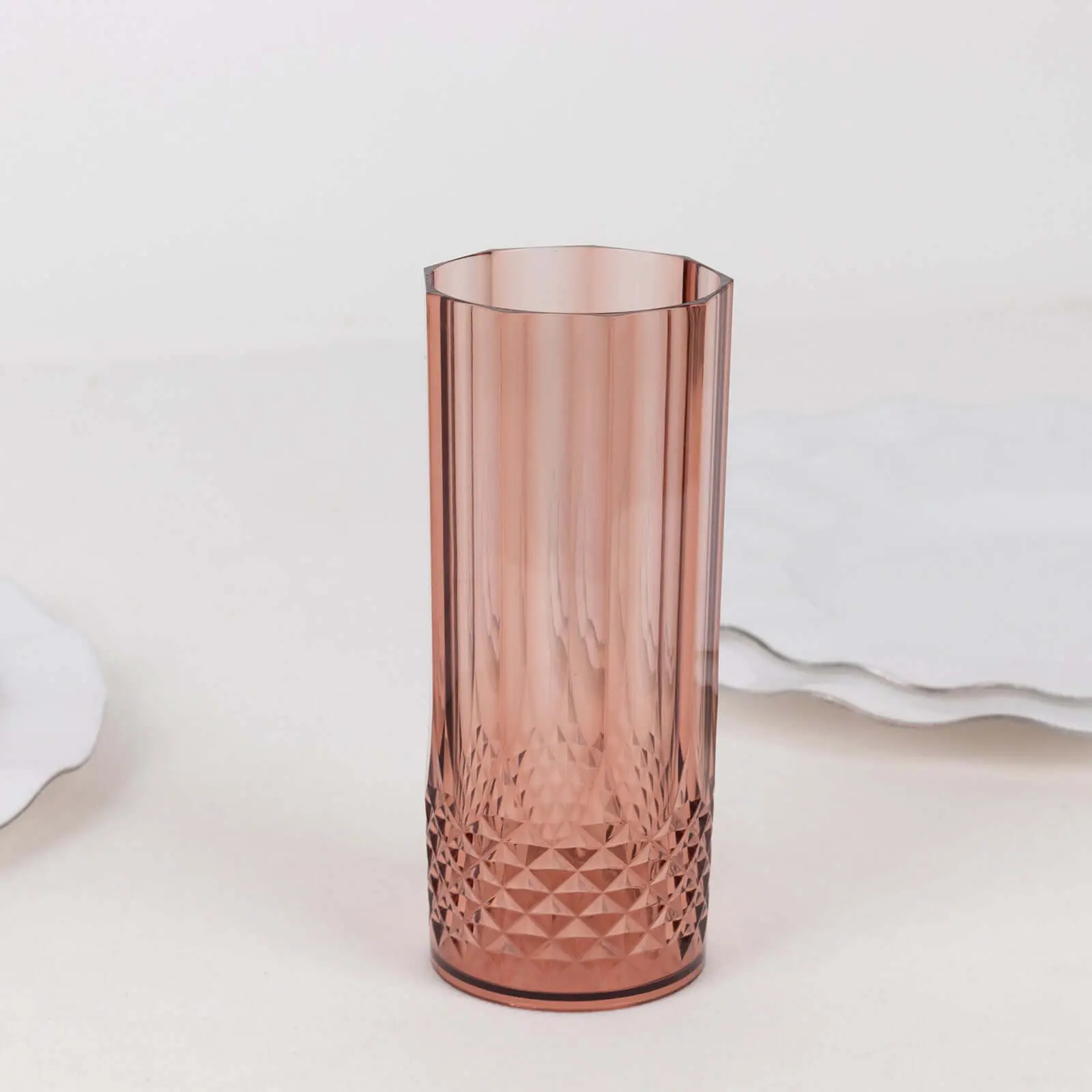 6-Pack Transparent Plastic Highball Drink Glasses 14oz, Crystal Cut ...