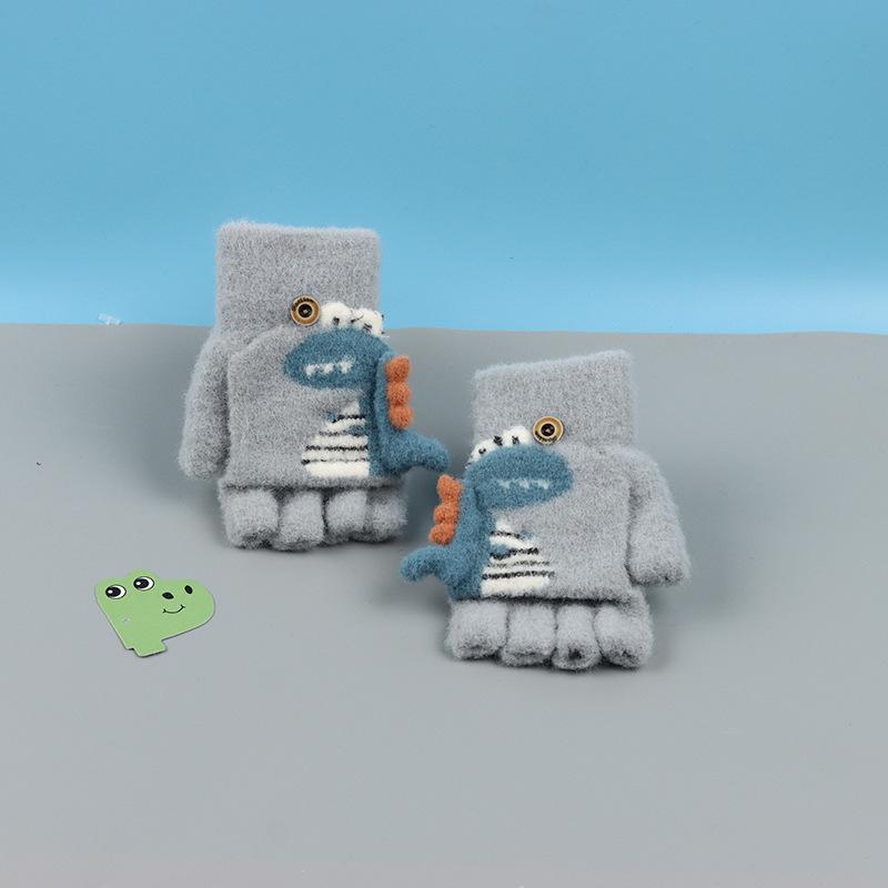 Youngsters's gloves, cute cartoon warm knitting, winter five-fingered ...