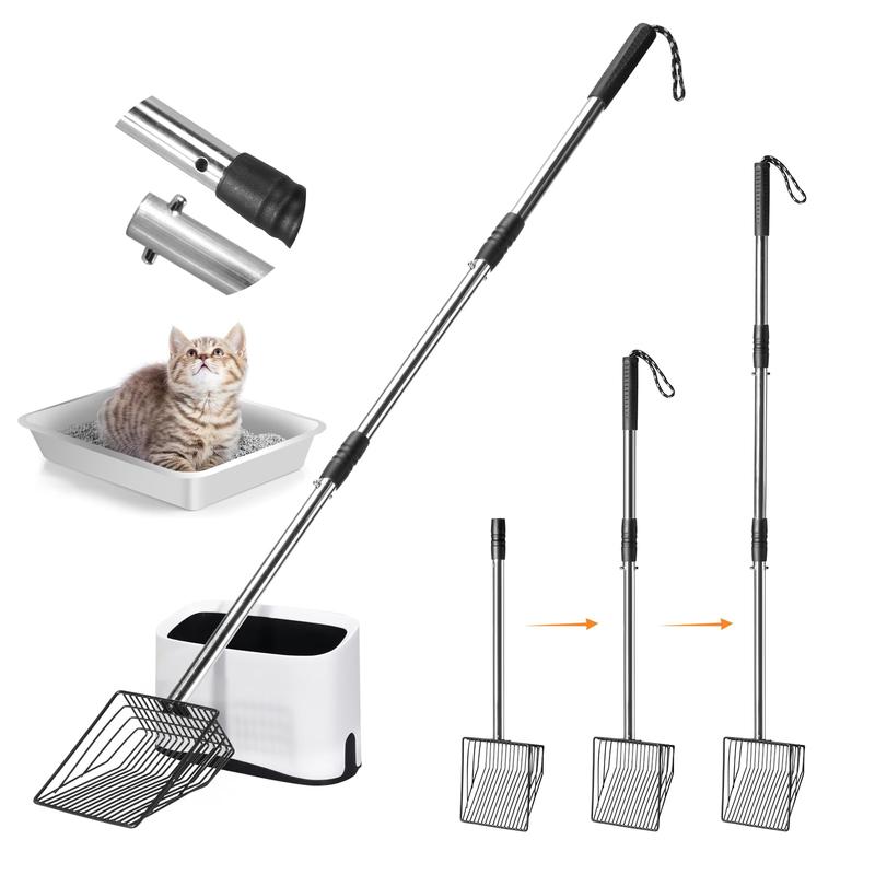 PETOCAT Metal Cat Litter Scoop with Holder, 43" Extendable Long Handle ...