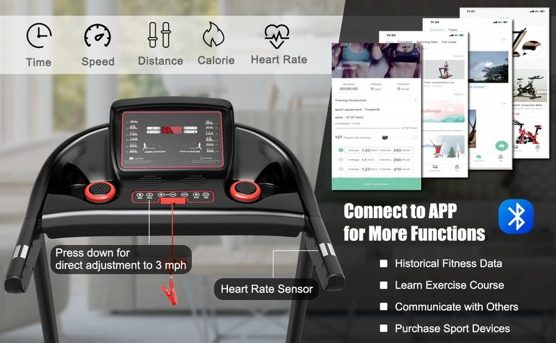 COSTWAY 7.5/8MPH Folding Treadmill, Portable Electric Superfit ...