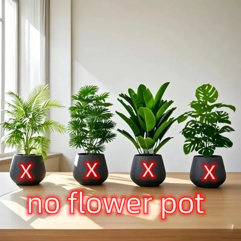 Large Realistic Plant Set, 4-Piece with 48 Large Leaves, Maintenance ...