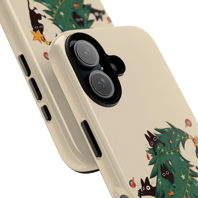 Black Cat Christmas Tree Chaos Phone Case for iPhone 17 16 15 14 13 12 ...