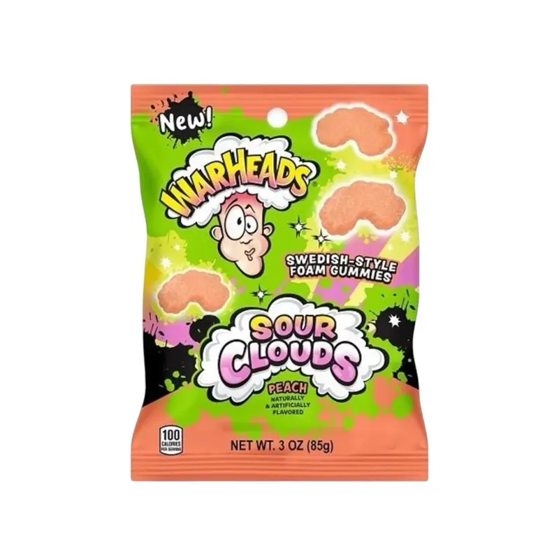 Warhead Sour Clouds Swedish-Style Foam Gummies, Peach Flavor, 1 Bag ...