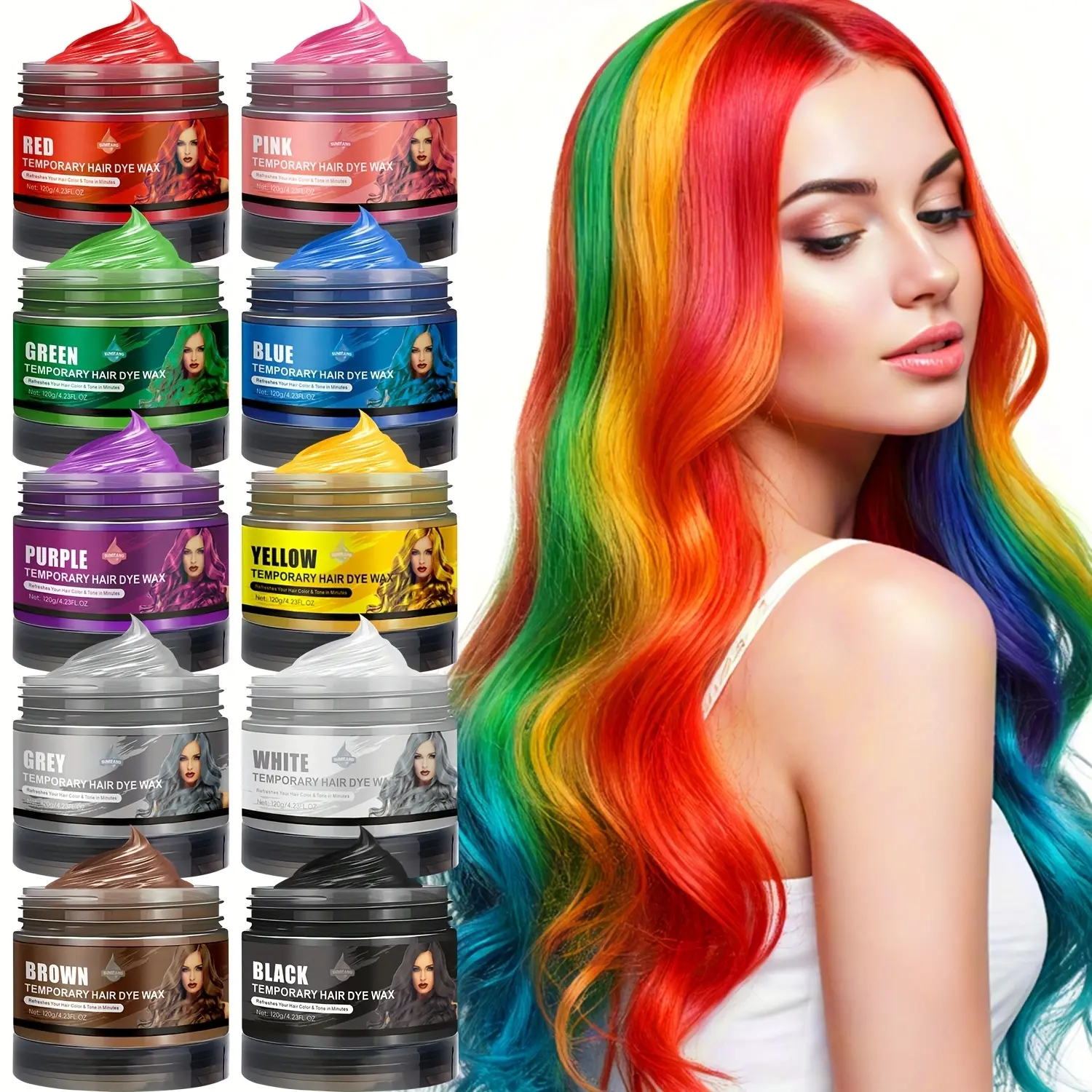 Temporary Hair Dye Wax Paste Cream, Washable Color Mud, Easy DIY Unique ...