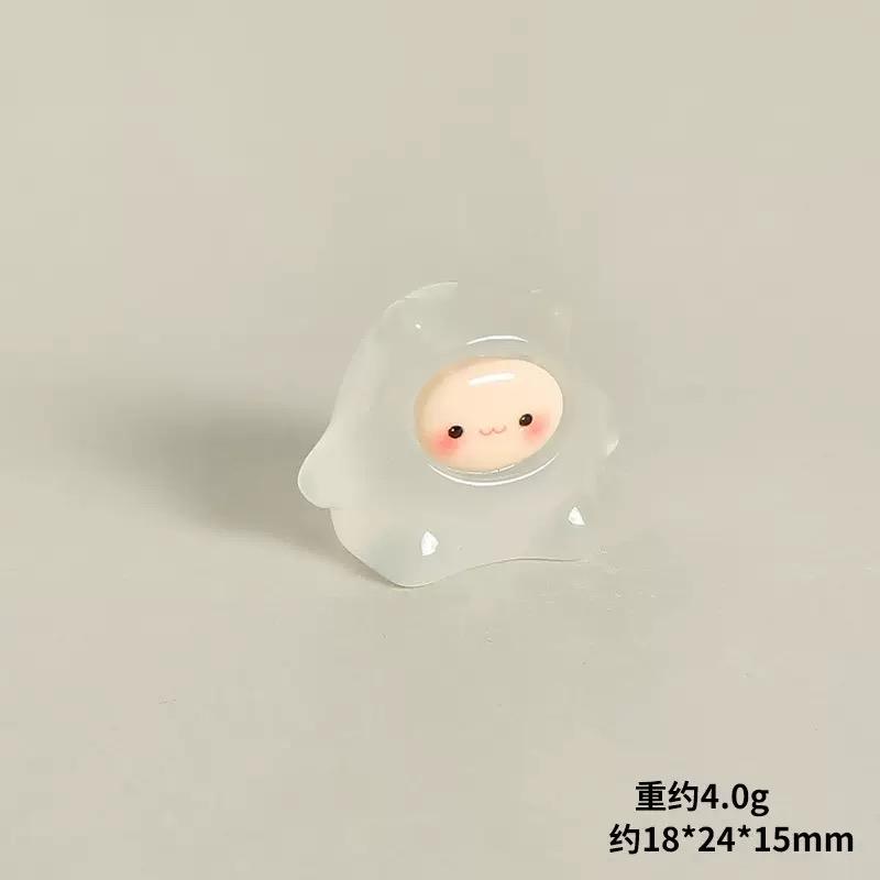 White Cute Handmade Mini Fairy Ghost Night Glow Resin Figurines Set ...