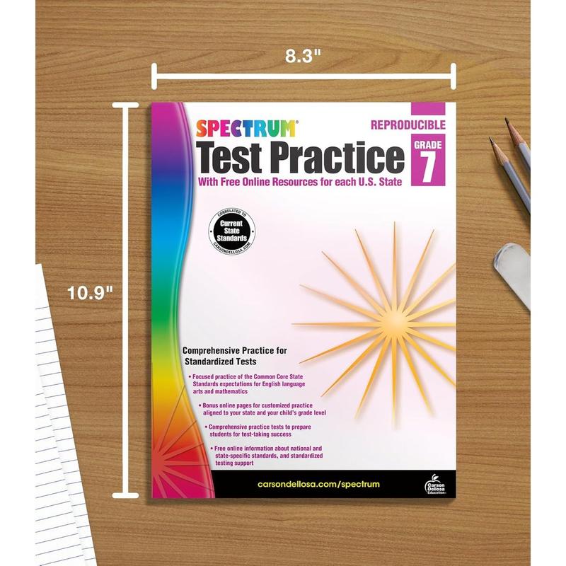 Spectrum 7th Grade Test Practice Workbooks All Subjects, Ages 12 to 13 ...