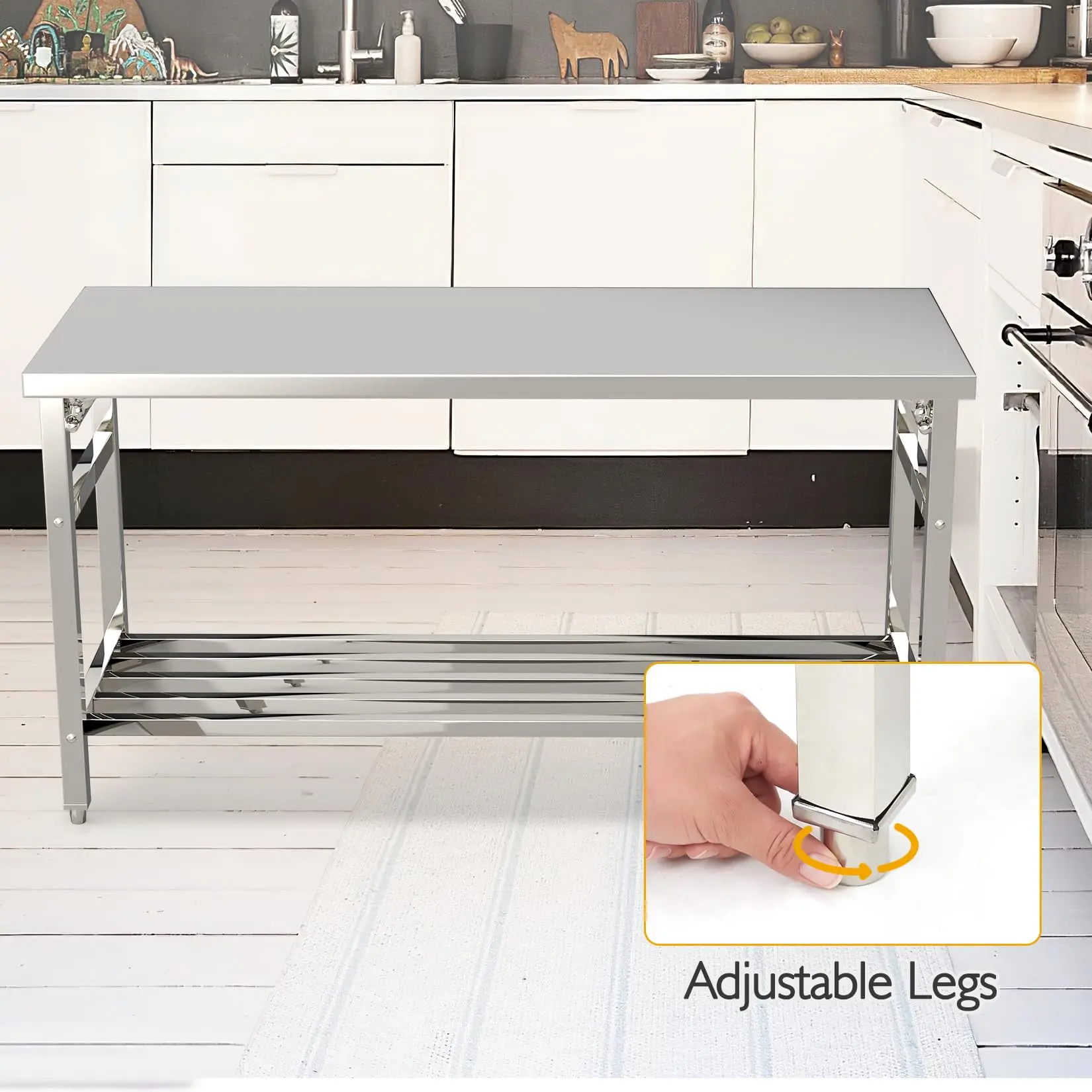 Stainless Steel Table, 24 x 60 Inches Folding Heavy Duty Table for ...