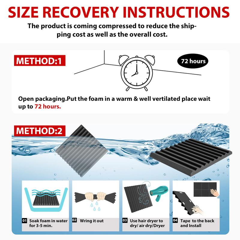 6-12PCS Acoustic Foam Panels Wedge, Professional Acoustic Environments ...