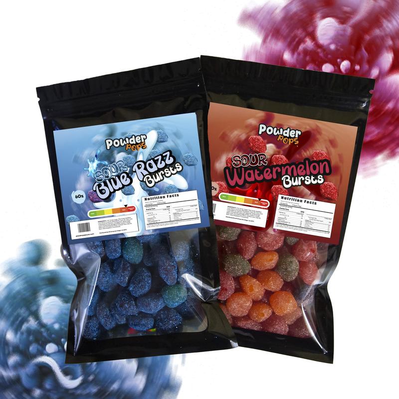 PowderPops - Sour Blue Razz 6oz + Sour Watermelon 6oz Gusher Bursts Duo ...