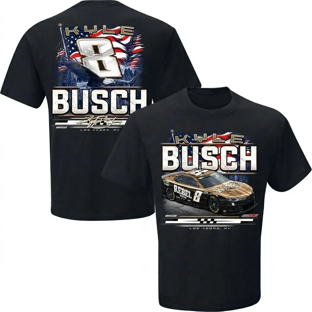 Kyle Busch #8 2026 Rebel Busch Patriotic T-Shirt, Eagle Flag Graphic ...