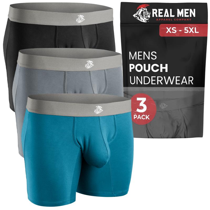 3 Pack Modal Pouch Boxer Briefs ABCD Pouch Cyan Grey Black 7 inch ...