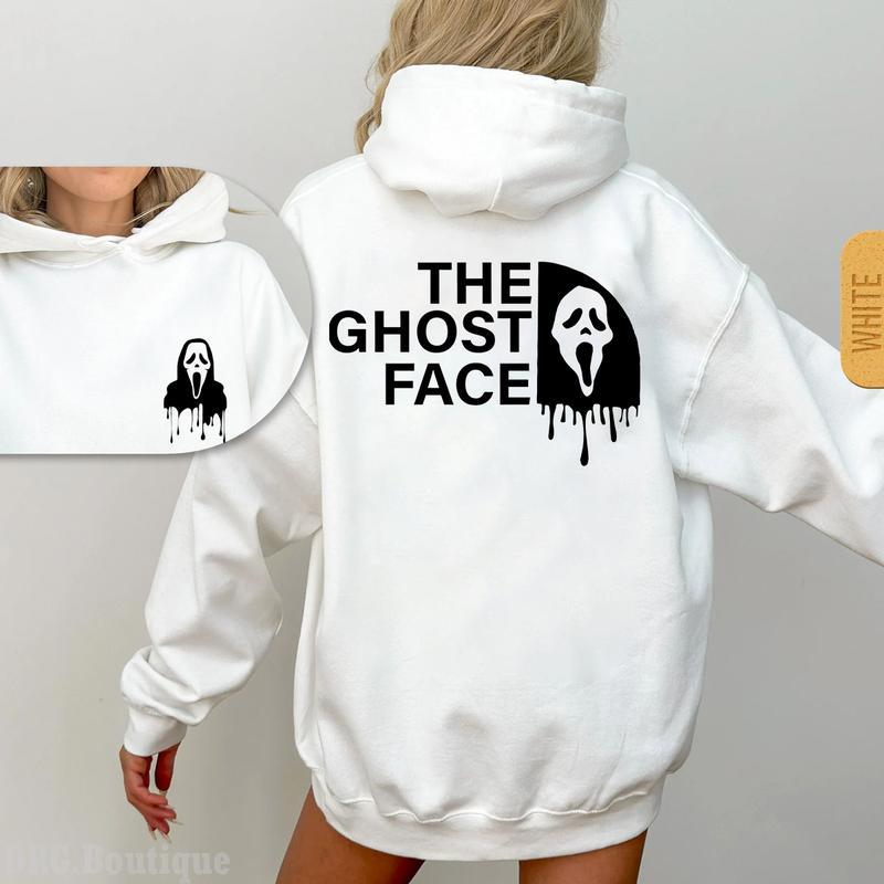 Movie Ghost Face Pattern Sweater, Halloween Ghost Face Pattern Hoodie ...