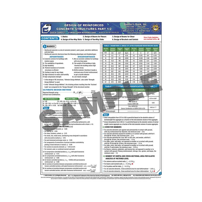 Design of Reinforced Concrete Structures Quick-Card Part 1/2 Based on ...