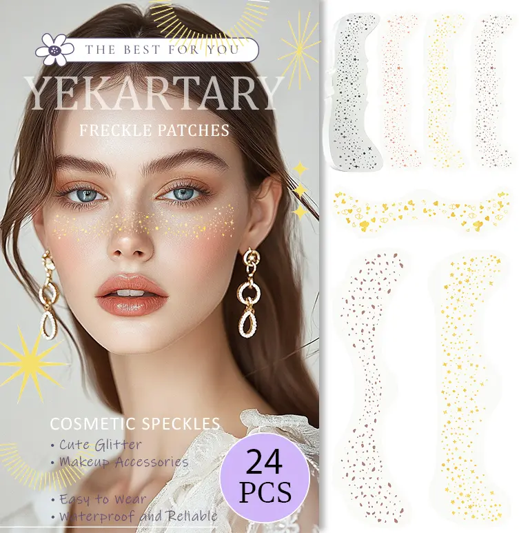 Face Glitter Freckles Makeup Patches 24 Count, Cute Sparkling Fake ...
