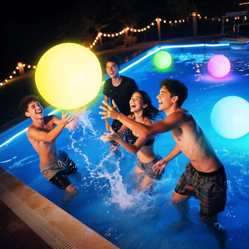Pool Toys - 16" Light Up Beach Ball, 1/2/4 Pack Glow in The Dark Balls ...