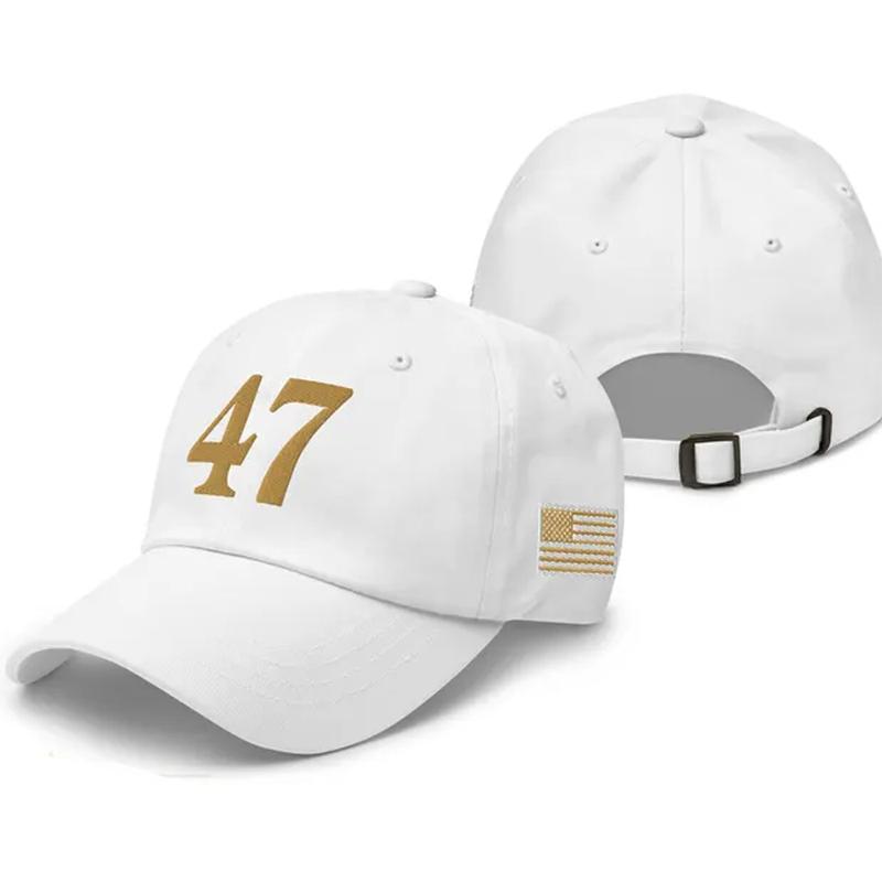 47 Hat Charlie Kirk Gold Embroidery USA Flag Hat 45 47 Trump Baseball ...