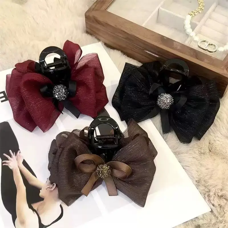 3Pcs Elegant Red Bow Hair Clip for Women's Summer Hairstyles with ...