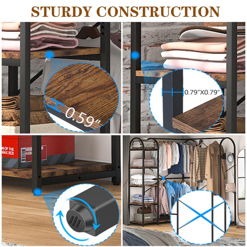 Tribesigns Freestanding Corner Clothes Rack with Hanging Rods and ...