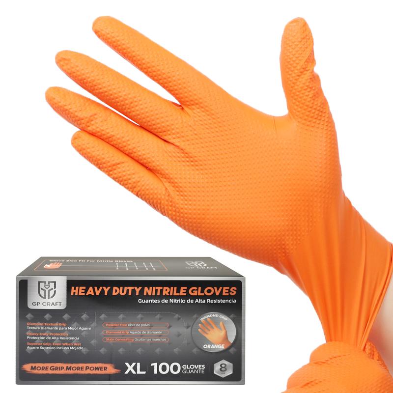 GP Craft 8Mil Orange Diamond Textured Gloves （ Automotive Plumbing Warehouse / Hand Protection ...