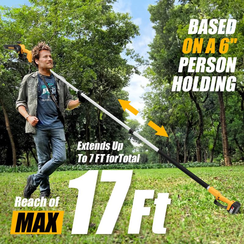 8-INCH Cordless Pole Saw, 2-IN-1 Chainsaw with 4.0Ah Battery Powered ...